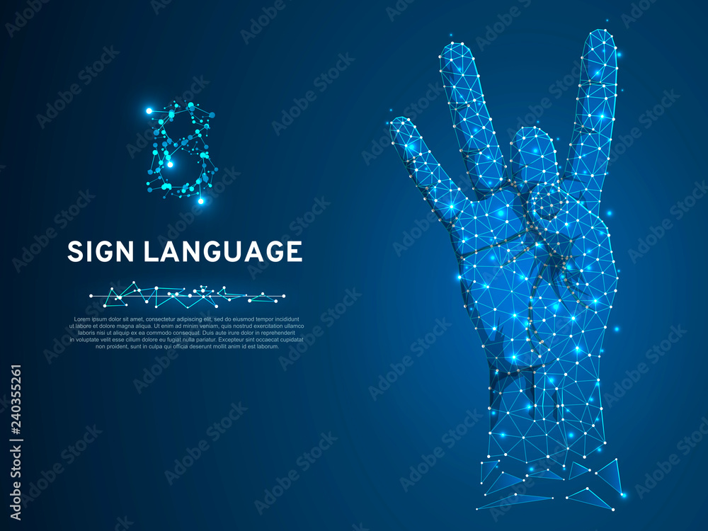 Vecteur Stock Sign language number eight gesture, fillip, flick, finger ...