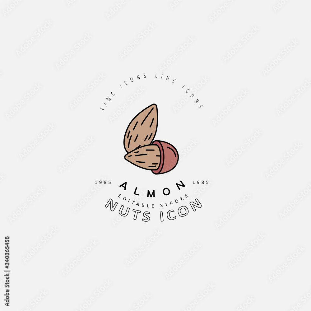 Vector icon and logo for nuts and seeds. Editable outline stroke size ...