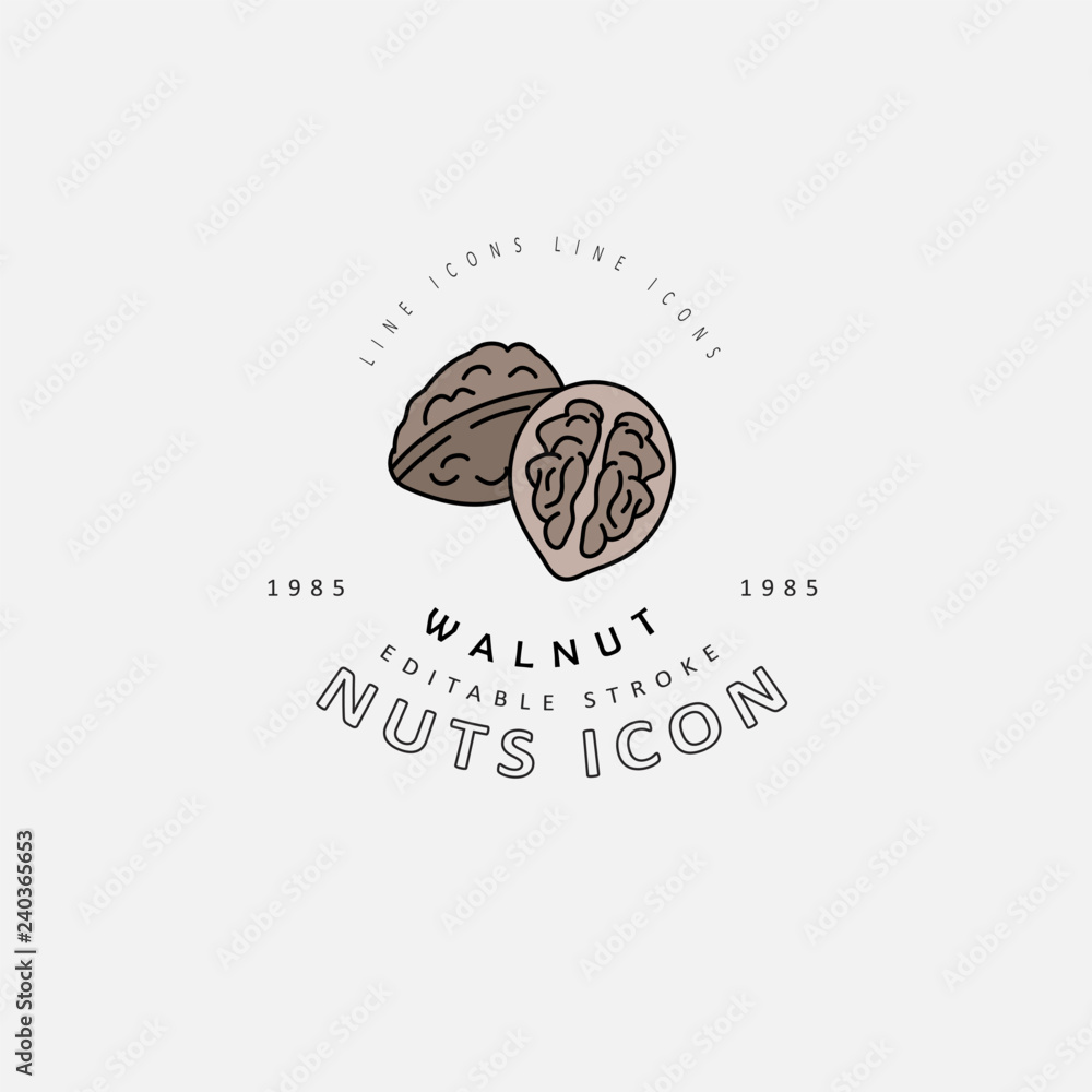 Vector icon and logo for nuts and seeds. Editable outline stroke size ...