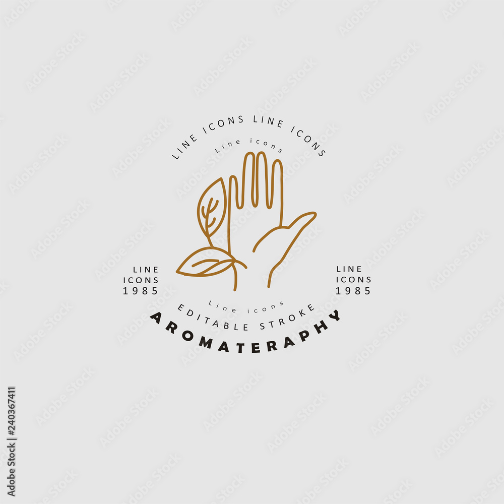 Vector icon and logo for aromatherapy. Editable outline stroke size ...