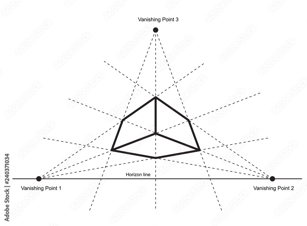 perspective drawing isolated on white background vector illustration ...
