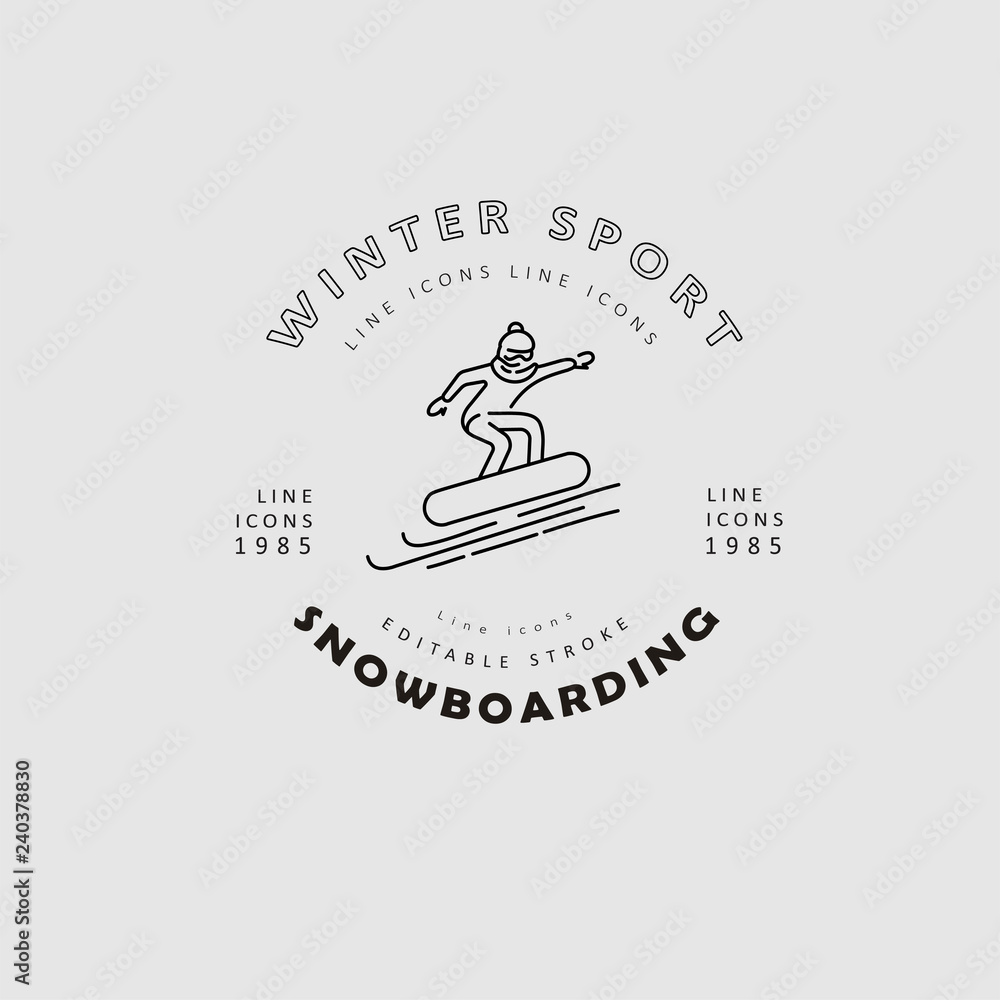 Vector icon and logo for snowboarding and skiing or other winter sports ...
