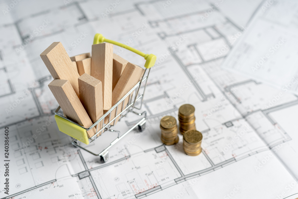 High and low price concept. High angle above top view small miniature ...