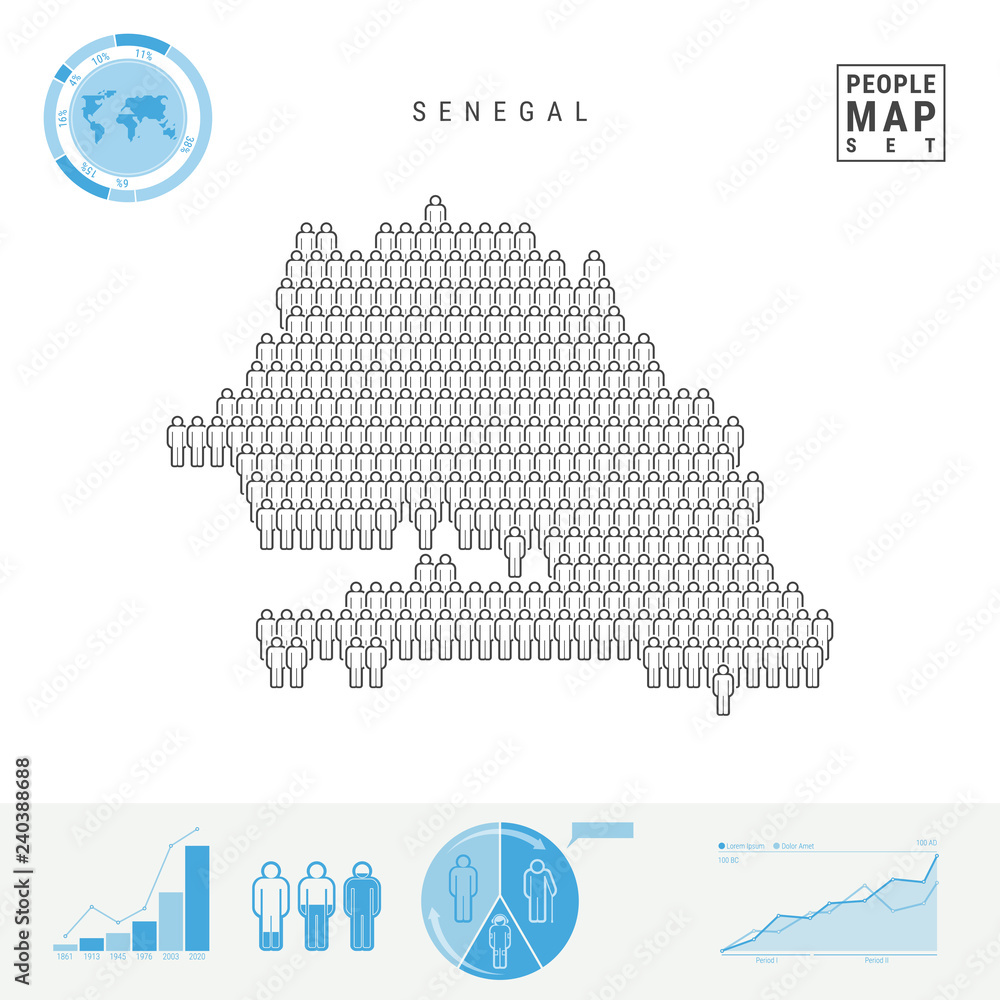 Senegal People Icon Map. Stylized Vector Silhouette of Senegal ...