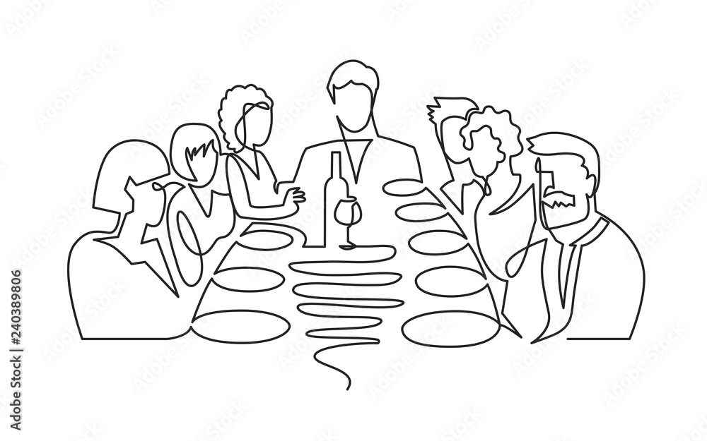 Birthday party continuous one line vector drawing Stock Vector | Adobe ...
