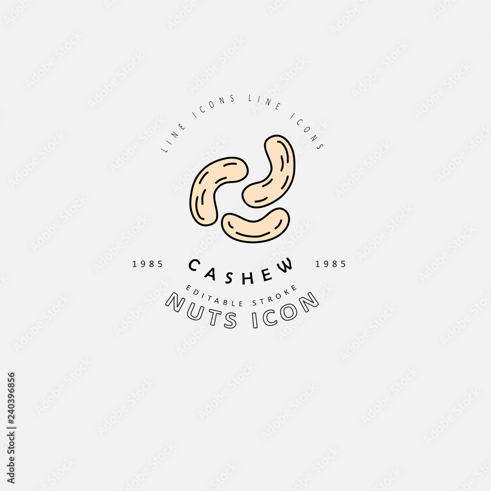 Vector icon and logo for nuts and seeds. Editable outline stroke size ...