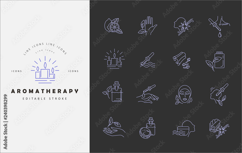 Vector icon and logo for aromatherapy. Editable outline stroke size ...