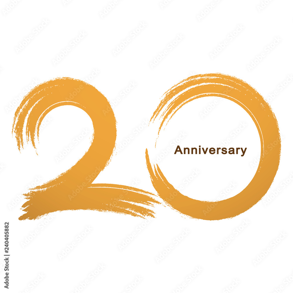 Handwriting - Brush paint celebrating, anniversary of number 20th year ...