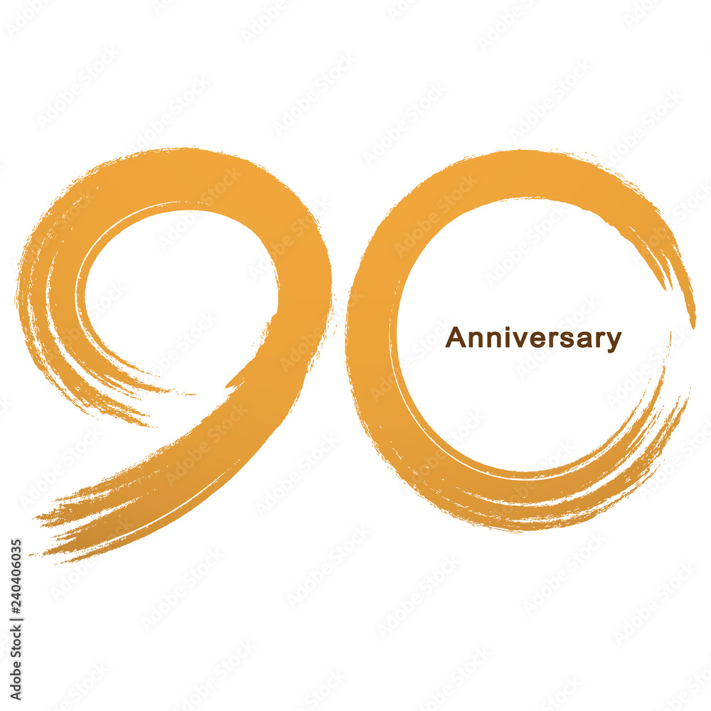 Handwriting - Brush paint celebrating, anniversary of number 90th year ...