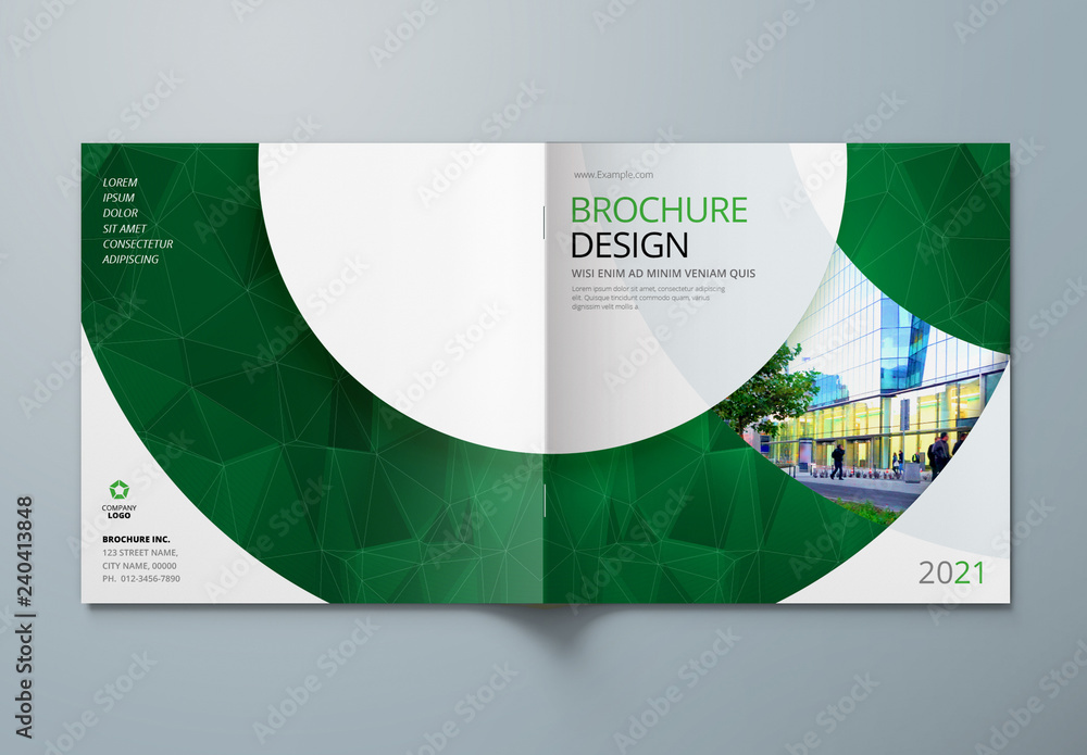 Square Brochure Cover Layouts with Circle Elements Stock Template ...