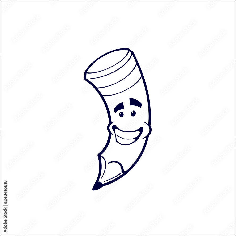 Pencil cartoon character. Line art. Isolated vector illustration. Stock ...