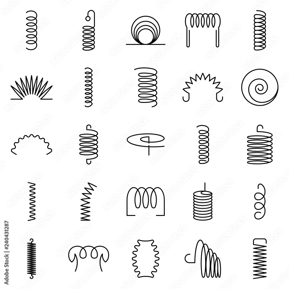 Coil icon set. Outline set of coil vector icons for web design isolated ...