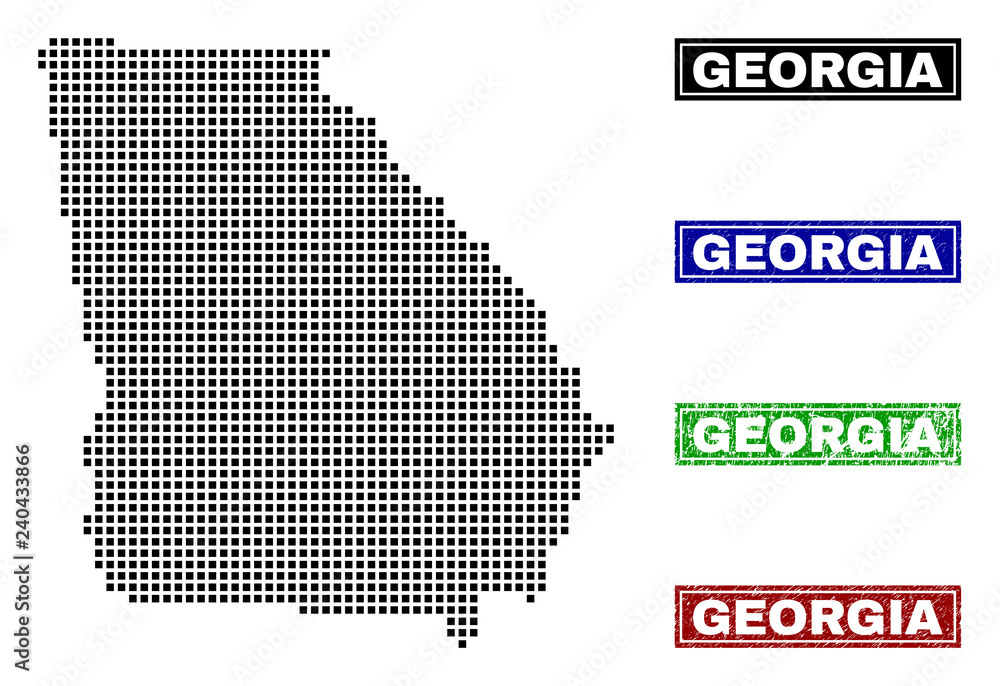 Vector dot abstracted Georgia State map and isolated clean black ...