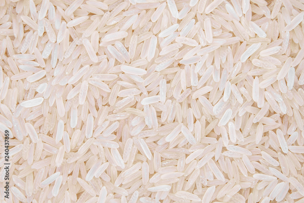 Pile Of Organic White Long Rice For Nature Food Background. White Rhys ...