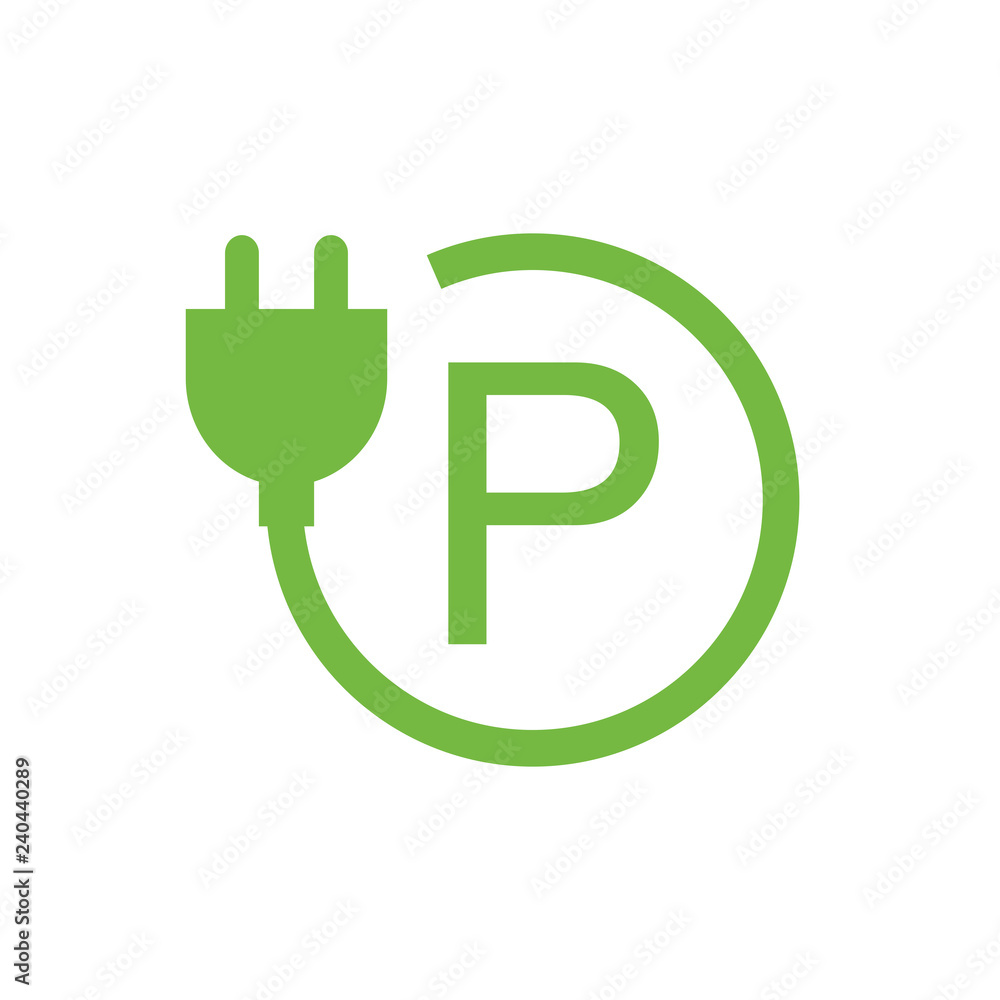 Green Parking Lot Charging Stations Symbol. Electric Car Charging Point ...