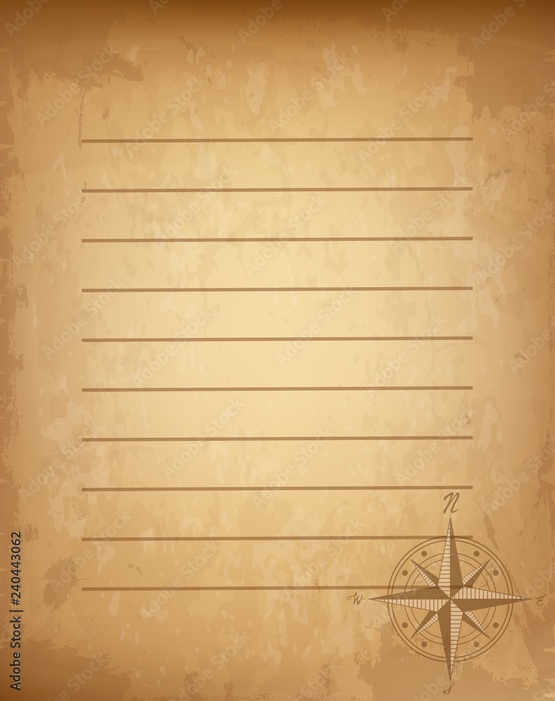 Old vintage lined paper with wind rose compass sign. Highly detailed ...