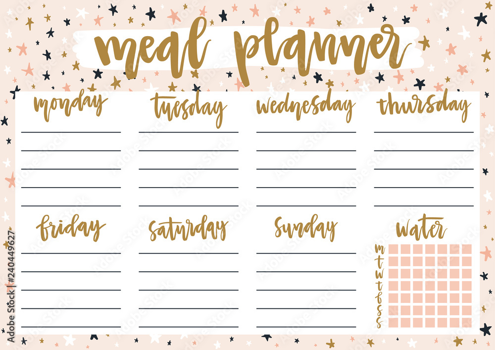 Cute Weekly Meal Planner Template