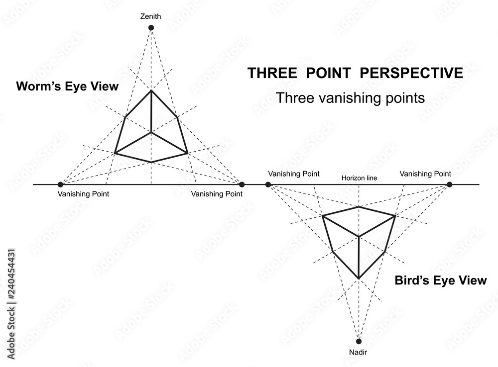 perspective drawing isolated on white background vector illustration ...