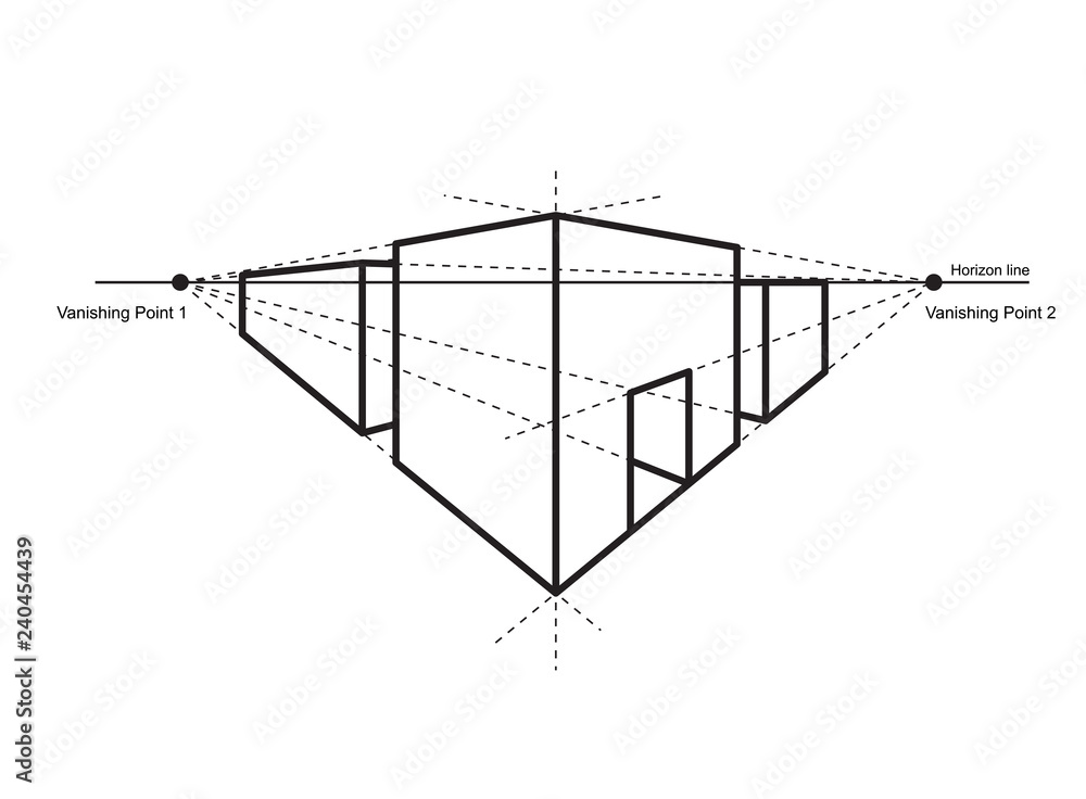 perspective drawing isolated on white background vector illustration ...