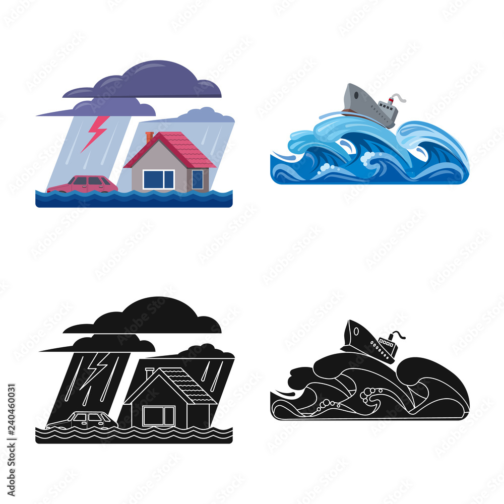 Vector illustration of natural and disaster icon. Collection of natural ...