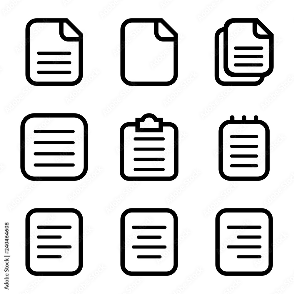 Set of Paper Icons, Document Icons isolated on white background. Vector ...