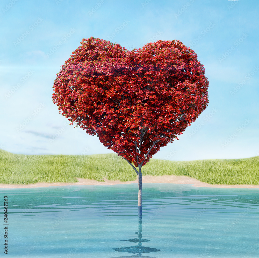 Red Heart Shaped Tree