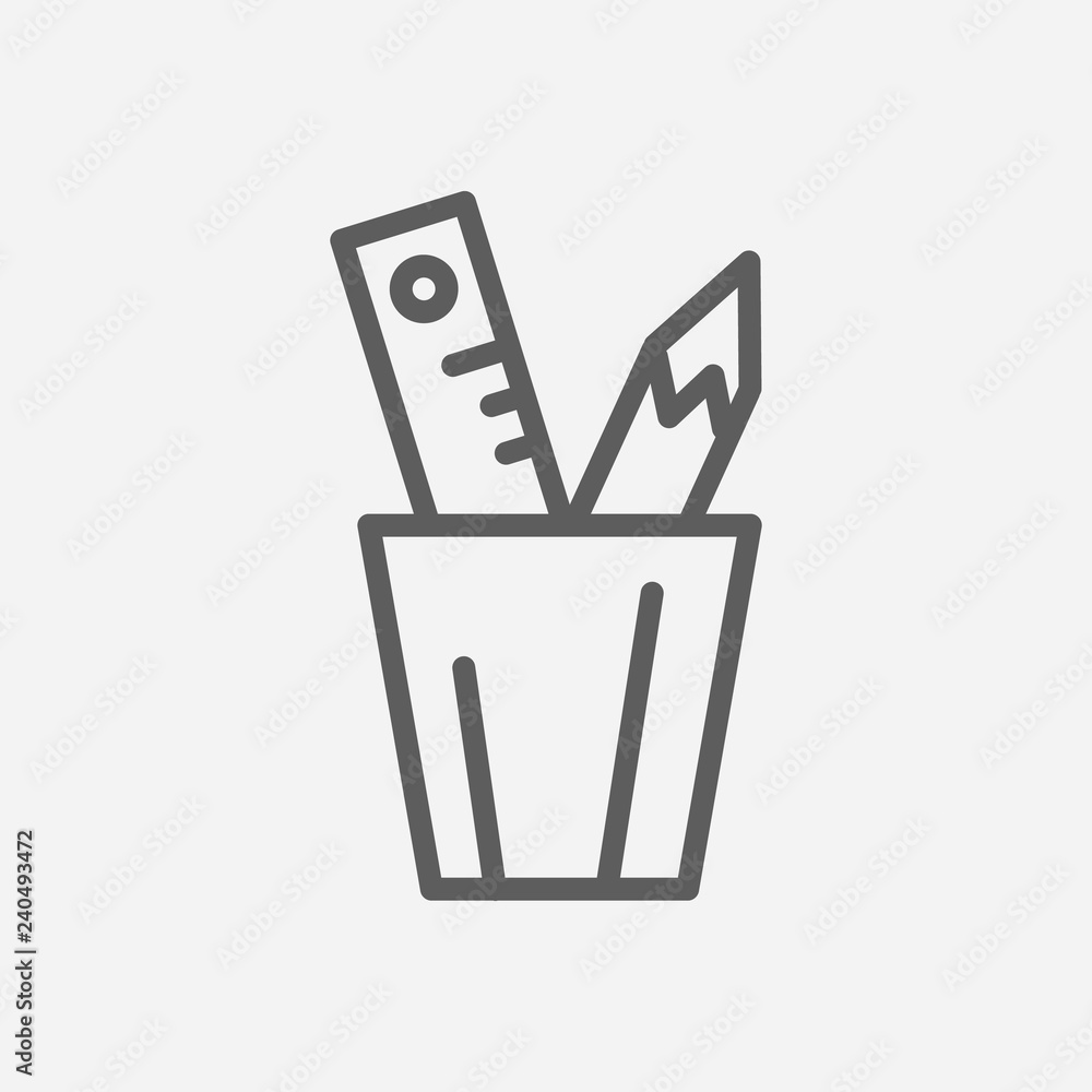 Pencil stand icon line symbol. Isolated vector illustration of pencil ...
