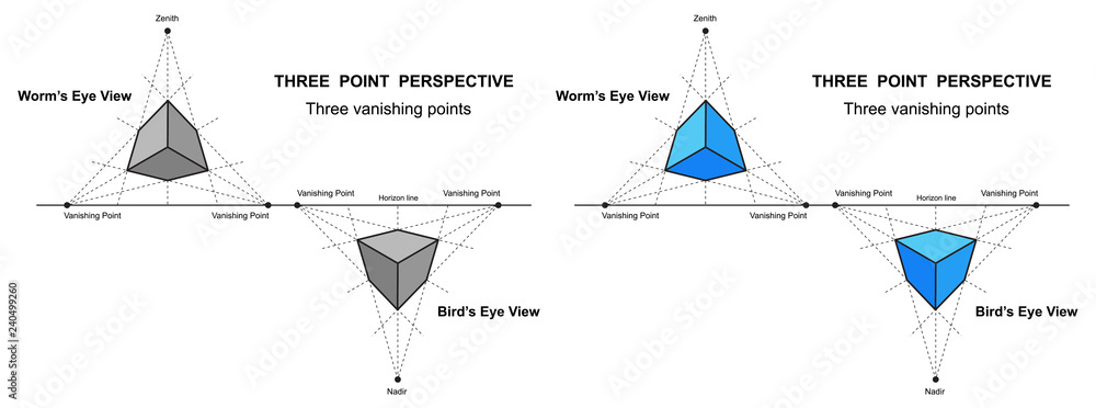 perspective drawing isolated on white background vector illustration ...