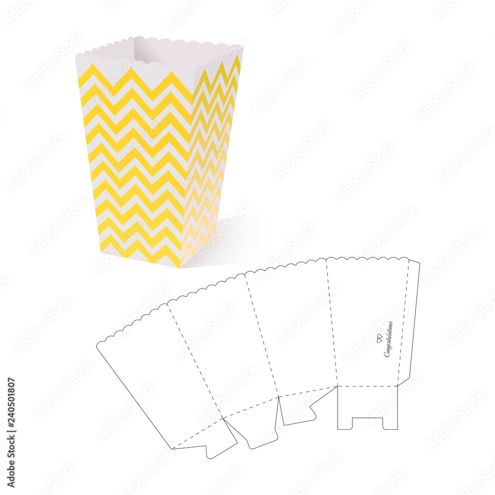 Popcorn Retail Box with Die-cut Template Stock Vector | Adobe Stock