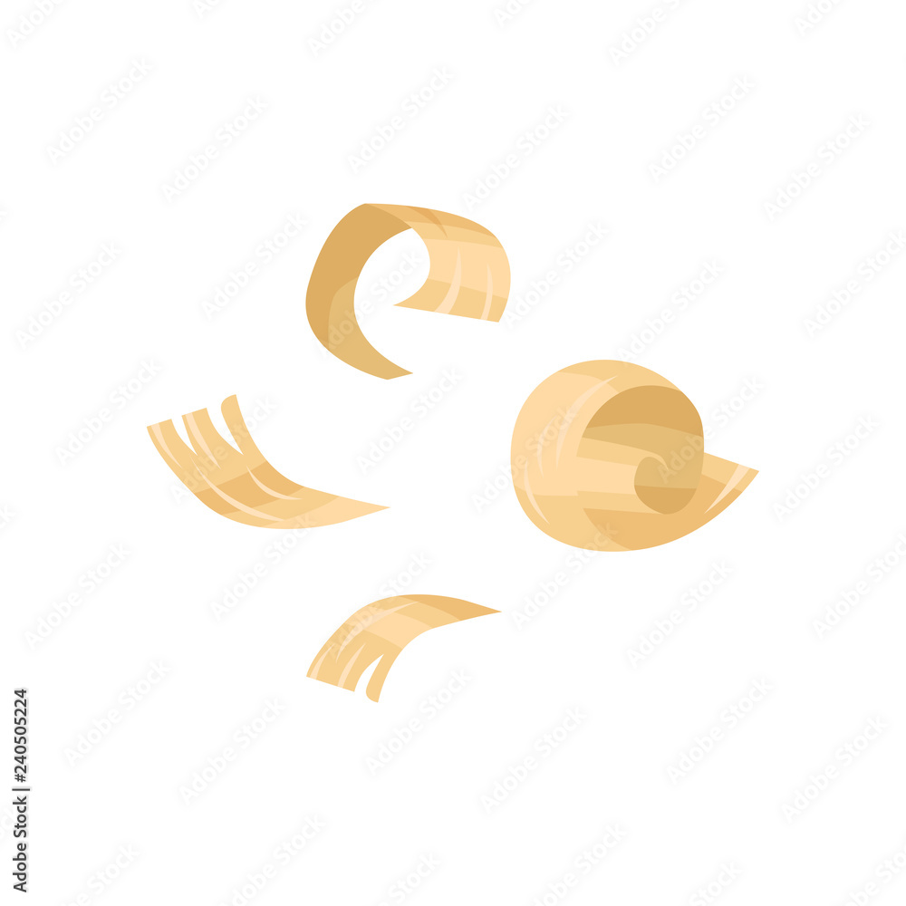 Shavings illustration. Wood, sawdust, saw dust, curl. Wood concept. Can ...
