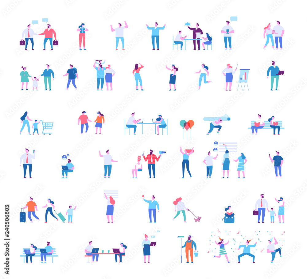 Different people characters big vector set. Flat vector illustration ...