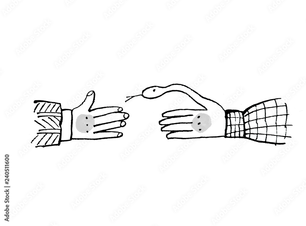 Dangerous handshake, snake instead of a finger. Stock Illustration ...