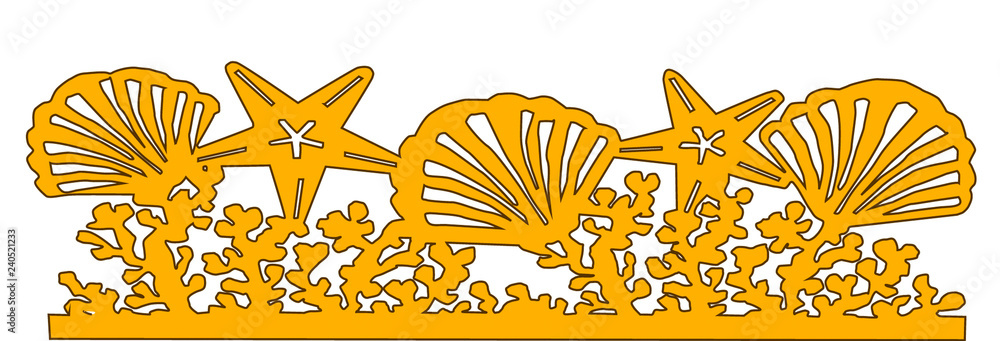 Sea shell star patternisolated on white background. Wedding beach ...