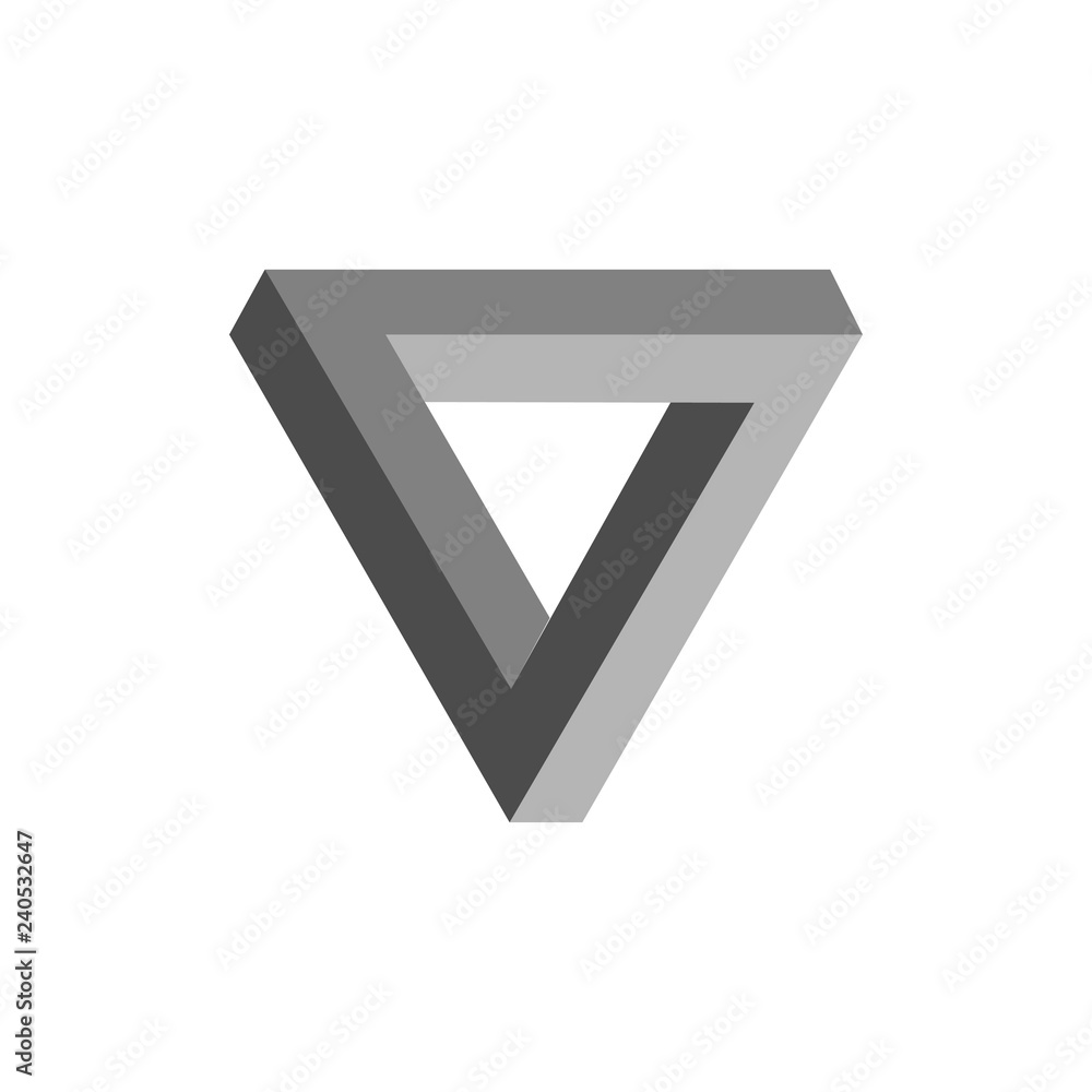 Penrose impossible tribar triangle engraving vector illustration ...