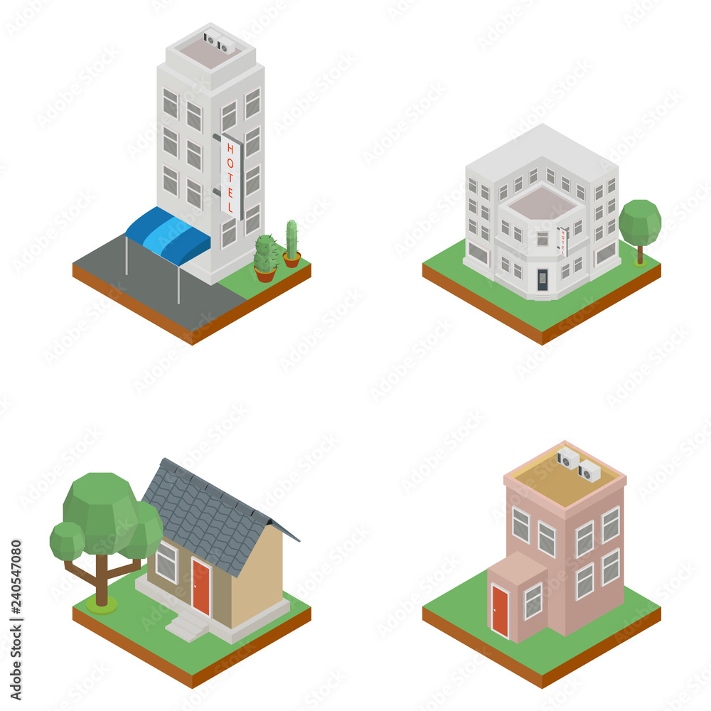 Cityscape design elements with isometric building city map generator ...