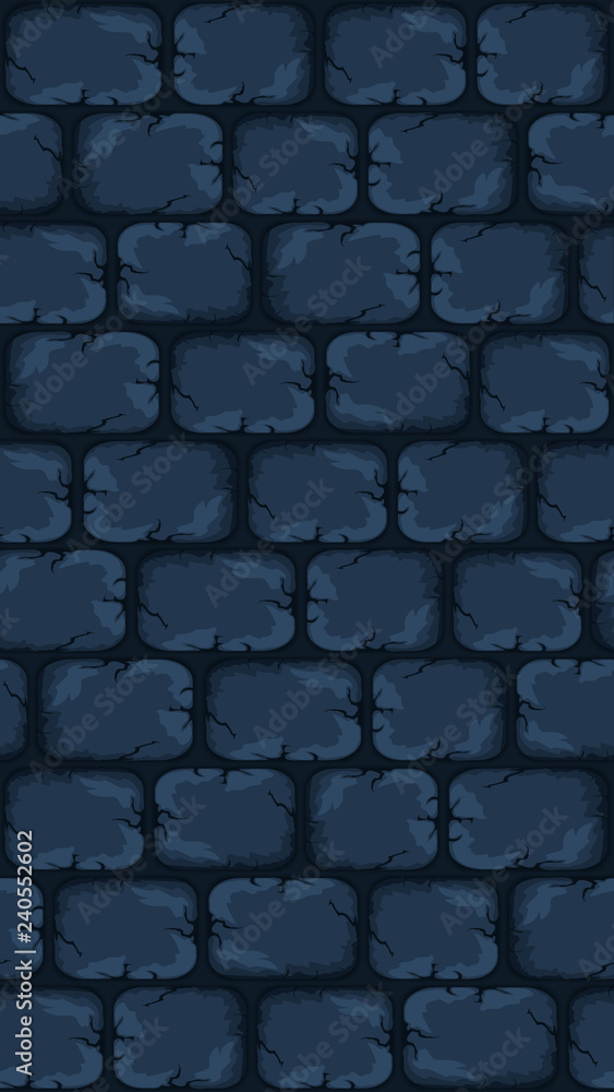 Cartoon seamless navy blue stone tile pattern, vector background for ...