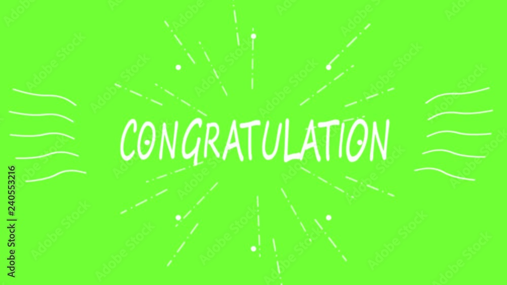 Handmade Congratulation word doodle animation. Green screen chroma key ...