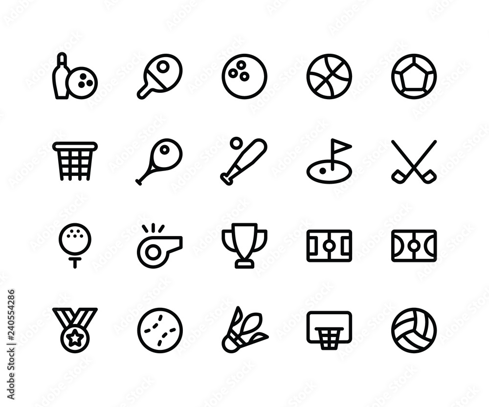 Simple Set of Sport Related Vector Line Icons. Contains such Icons as ...