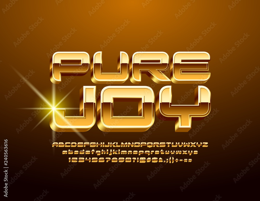 Vector Sign with text Pure Joy. Luxury exclusive Alphabet Letters ...
