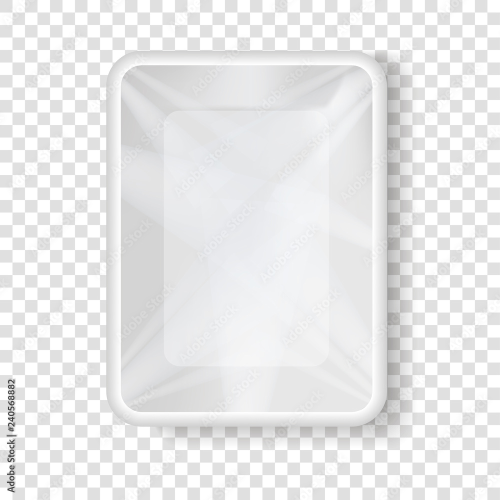 Realistic white Polystyrene packaging container on transparent ...
