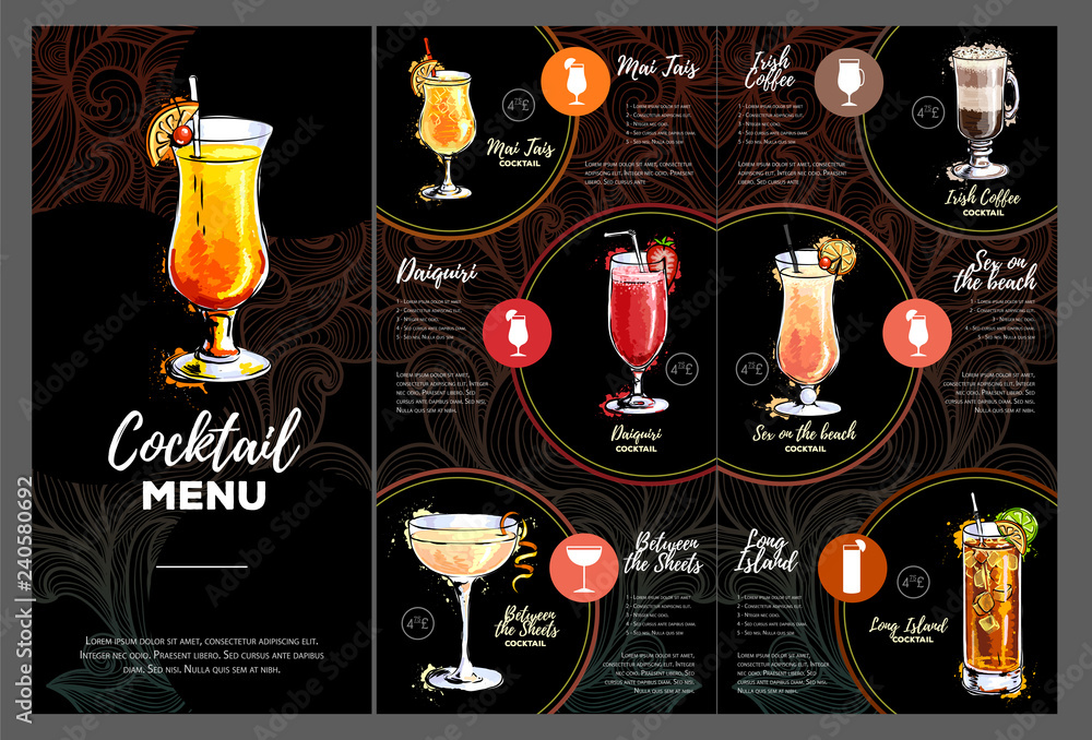 Cocktail menu design Stock Vector | Adobe Stock