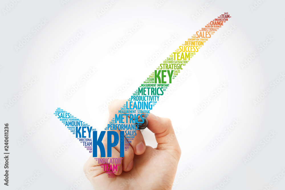 KPI - Key Performance Indicator check mark word cloud with marker ...