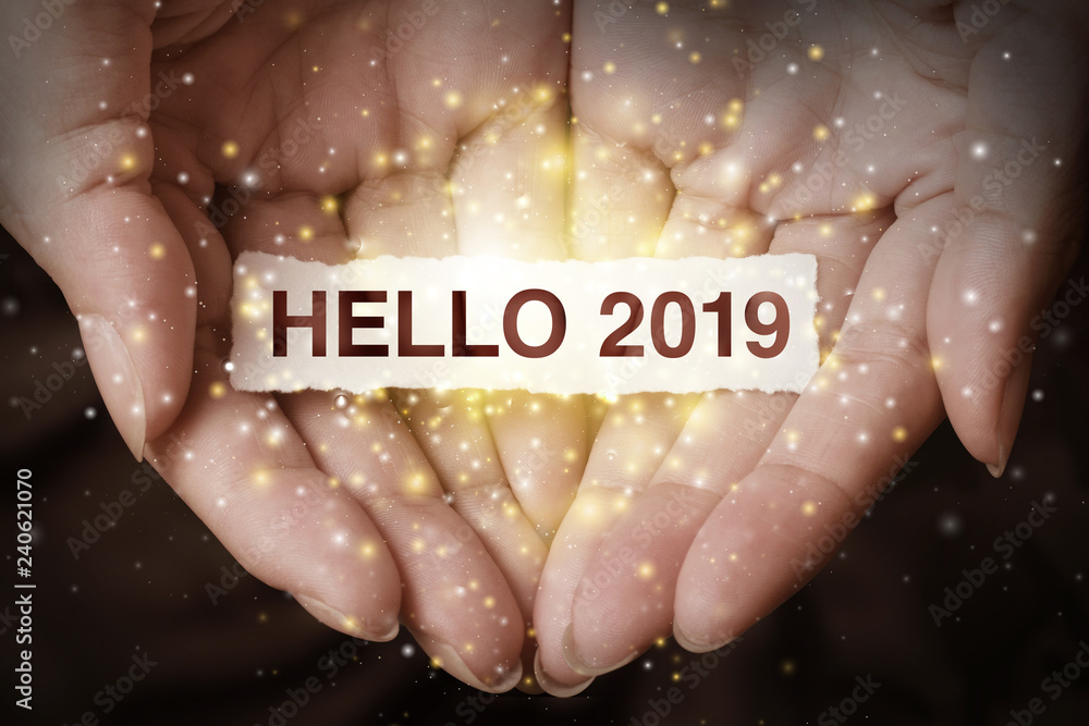 Hello 2019 with hand. | Uwalls.co.uk
