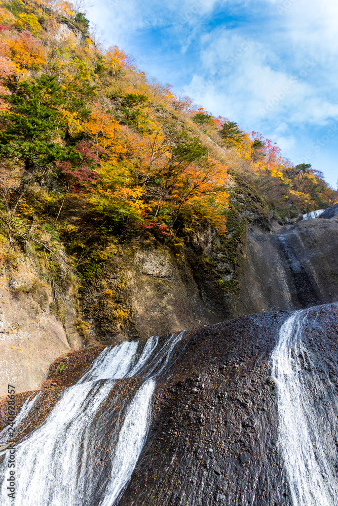 Autumn leaves of Fukuroda Falls in Daigo-cho, Kuji-district, Ibaraki ...