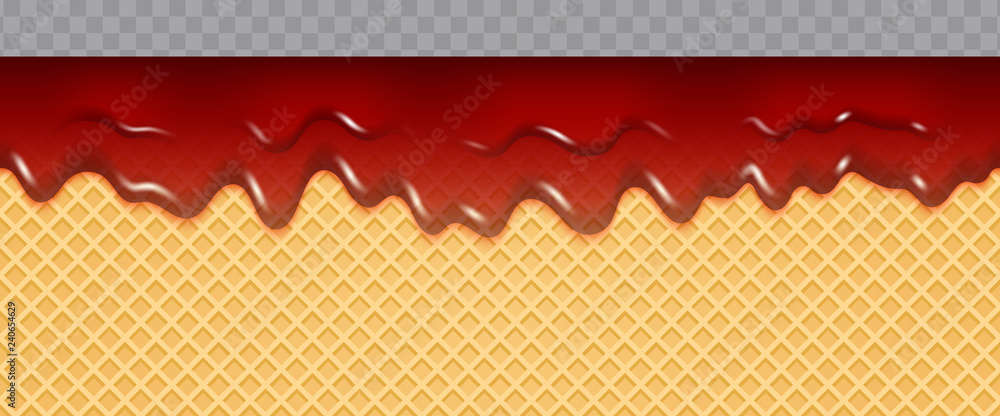 Jam Melted on Wafer Background. Transparent Cherry jam flow soft ...