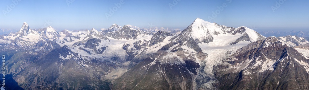 360 degree panorama view of the mountain above Zermatt in the Alps of ...