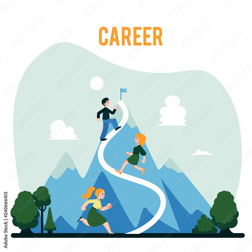 Vecteur Stock Vector corporate people, male female characters running ...