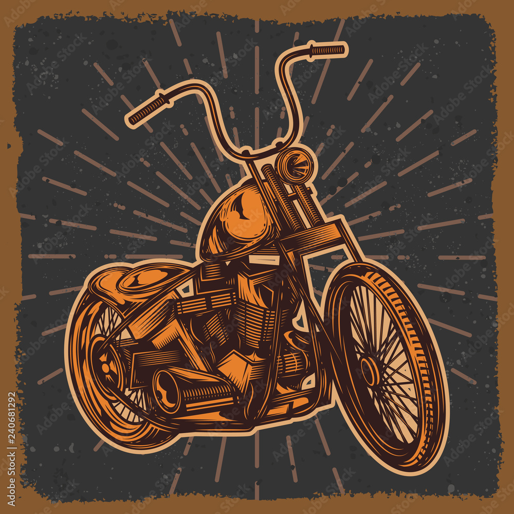 American classic motorcycle. Vector illustration of a motorcycle ...