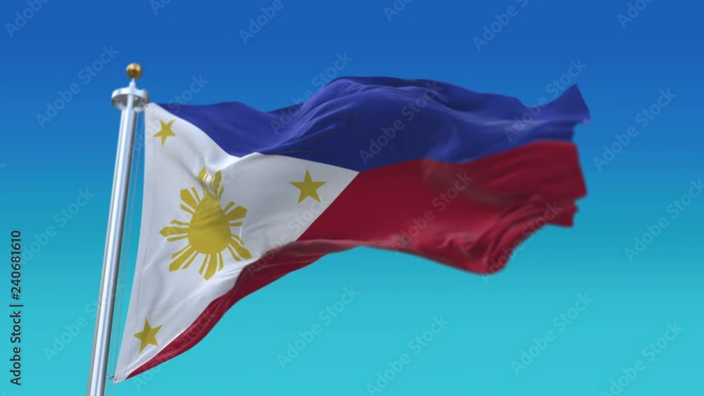 4k Seamless Philippines flag waving in wind,fully digital rendering,The ...