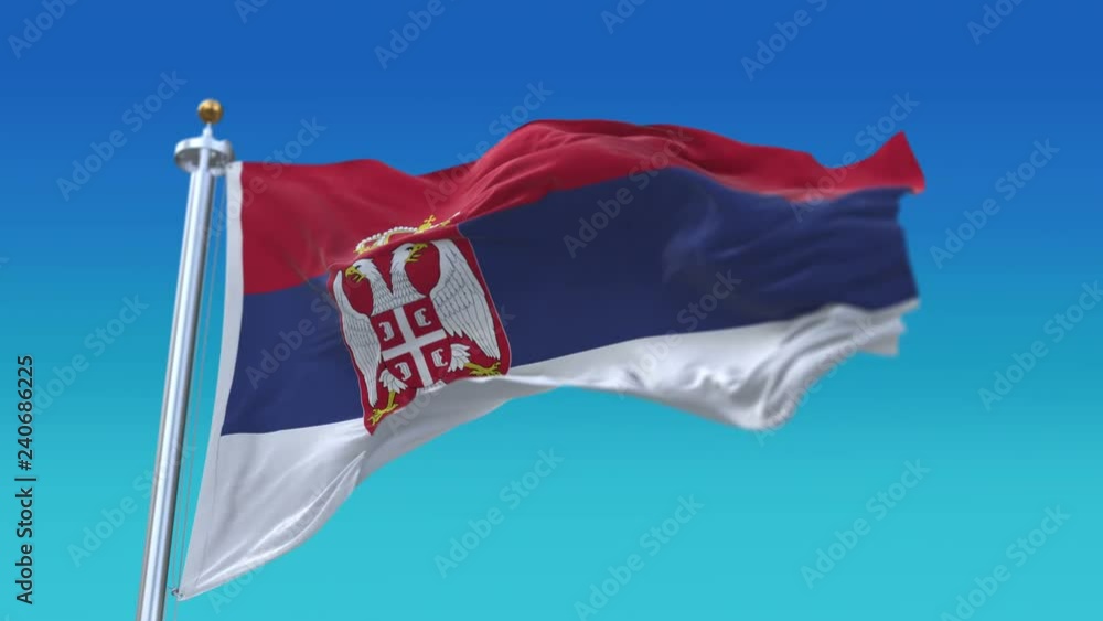 4k Seamless Serbia flag waving in wind,fully digital rendering,The ...